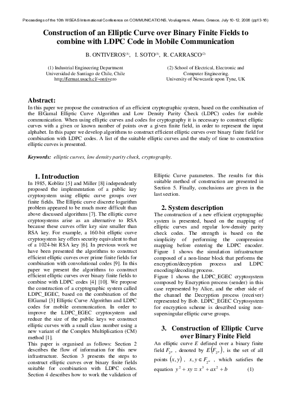 Pdf Construction Of An Elliptic Curve Over Finite Fields To Combine