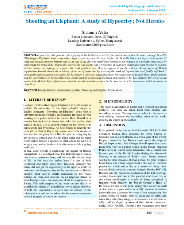 (PDF) Shooting an Elephant: A study of Hypocrisy; not Heroics