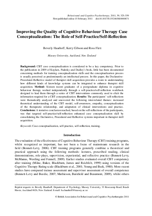 (PDF) Improving the Quality of Cognitive Behaviour Therapy Case ...