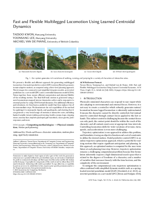 (PDF) Fast and flexible multilegged locomotion using learned centroidal ...