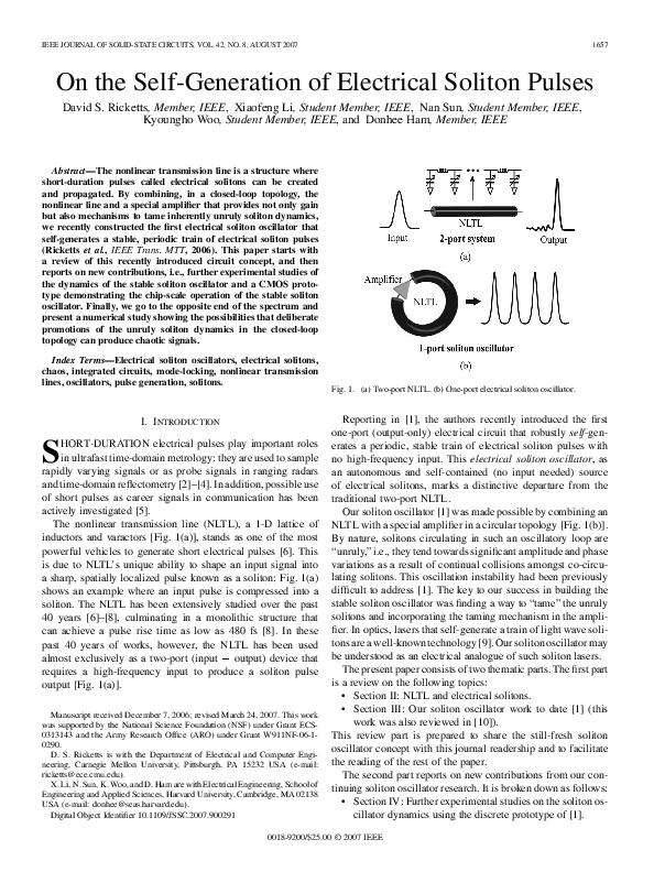 (PDF) On the Self-Generation of Electrical Soliton Pulses