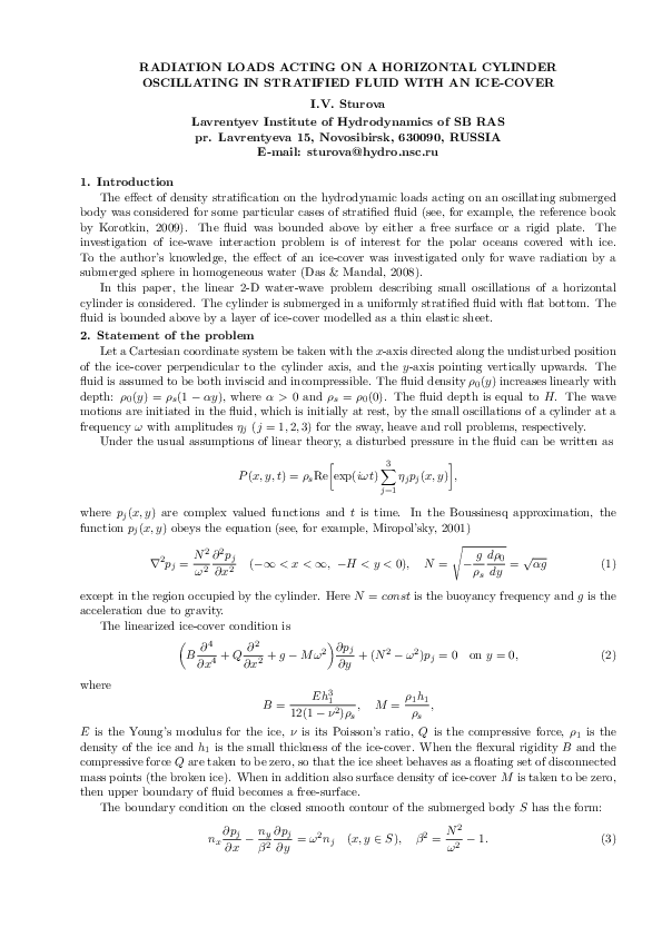 (PDF) Radiation Loads Acting on a Horizontal Cylinder Oscillating in ...