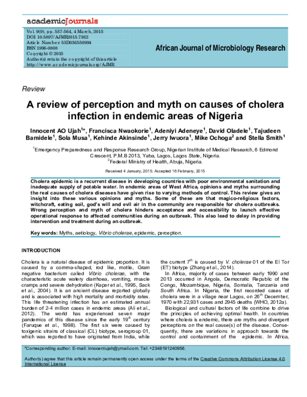 (PDF) African Journal of Microbiology Research A review of perception ...