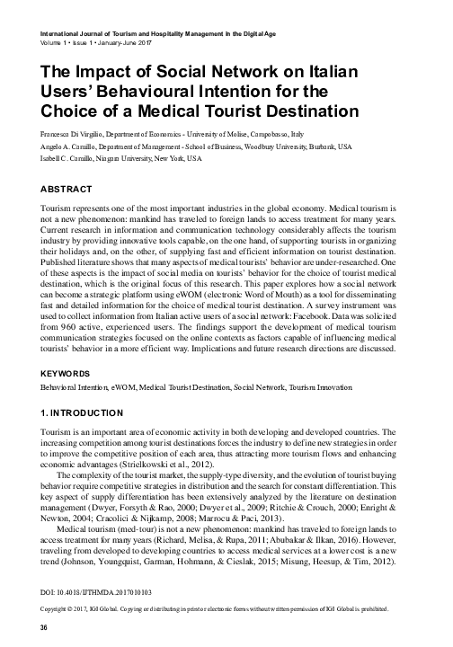 Pdf The Impact Of Social Network On Italian Users Behavioural Intention For The Choice Of A