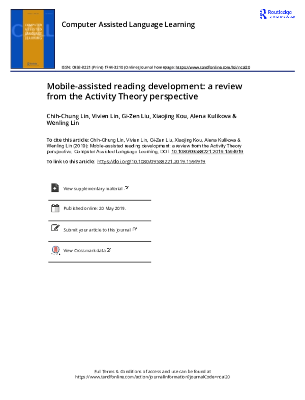 (PDF) Mobile-assisted reading development: a review from the Activity Theory perspective