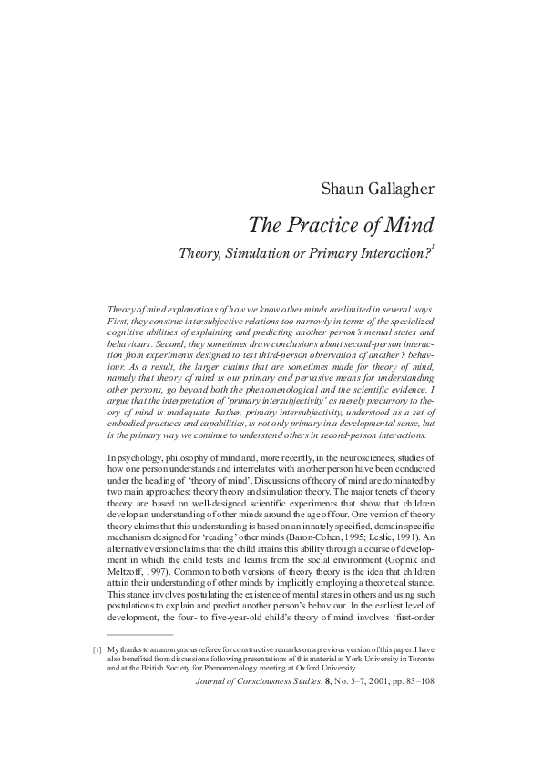 (PDF) The Practice of Mind