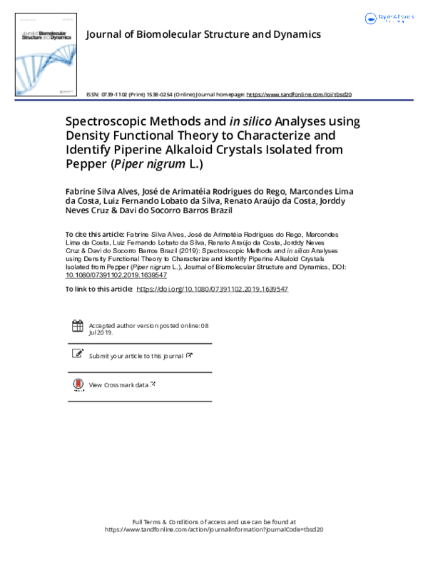 Pdf Spectroscopic Methods And In Silico Analyses Using Density