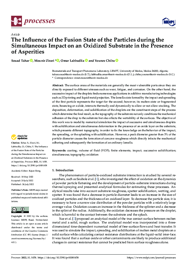 (PDF) The Influence of the Fusion State of the Particles during the ...
