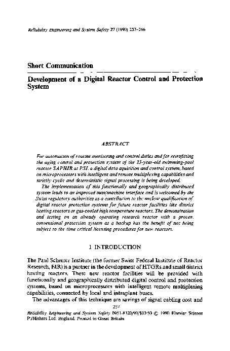 (PDF) Development of a digital reactor control and protection system