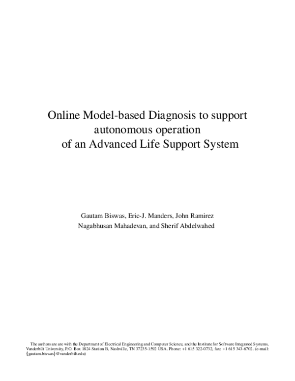 (PDF) Online Model-Based Diagnosis to Support Autonomous Operation of an Advanced Life Support ...