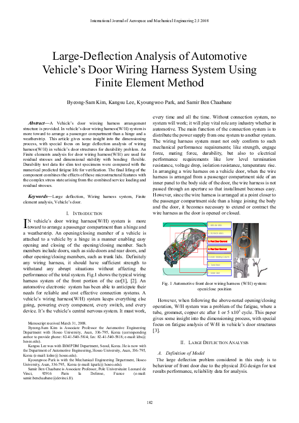 (PDF) Finite Element Analysis of Vehicle Door Harness