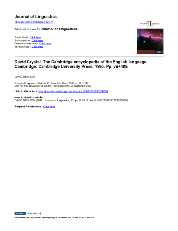 (PDF) David Crystal, The Cambridge encyclopedia of the English language ...