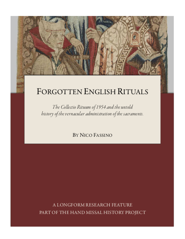 (PDF) Forgotten English Rituals: The Collectio Rituum of 1954 and the ...