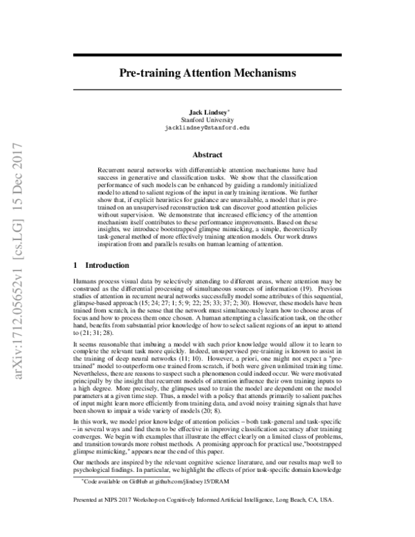 (PDF) Pre-training Attention Mechanisms