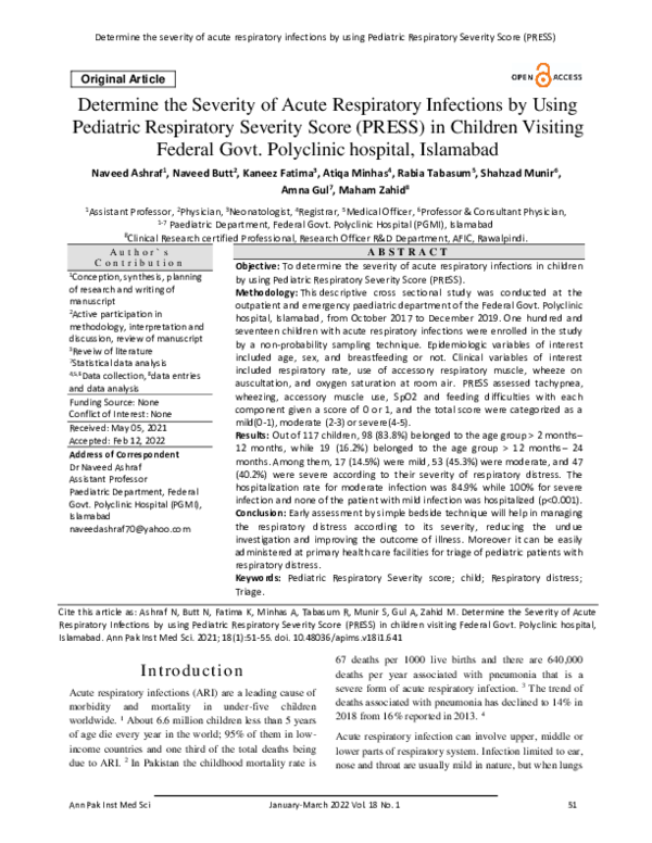 (PDF) Determine the Severity of Acute Respiratory Infections by Using ...