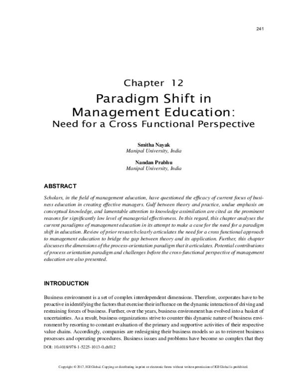 (PDF) Paradigm Shift in Management Education
