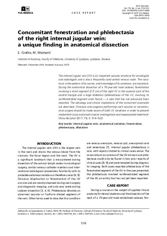 (PDF) Concomitant fenestration and phlebectasia of the right internal ...