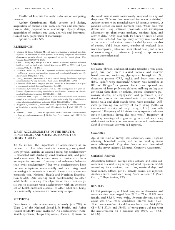 (PDF) Wrist Accelerometry in the Health, Functional, and Social Assessment of Older Adults