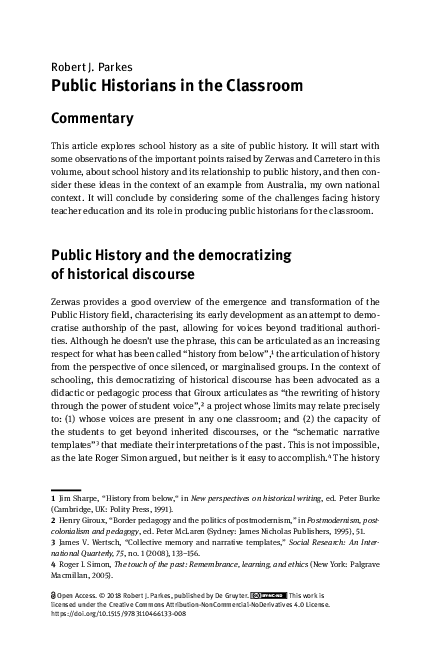 (PDF) Public Historians in the Classroom