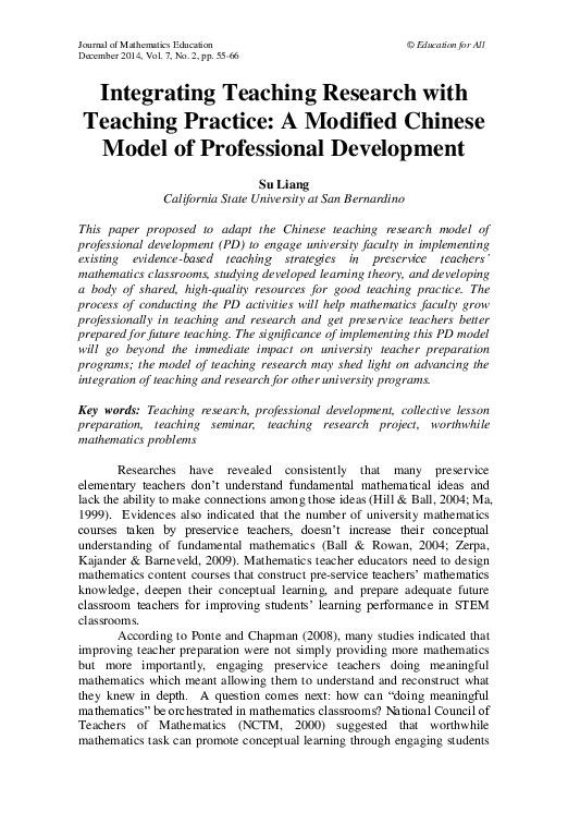(PDF) Integrating Teaching Research with Teaching Practice: A Modified ...