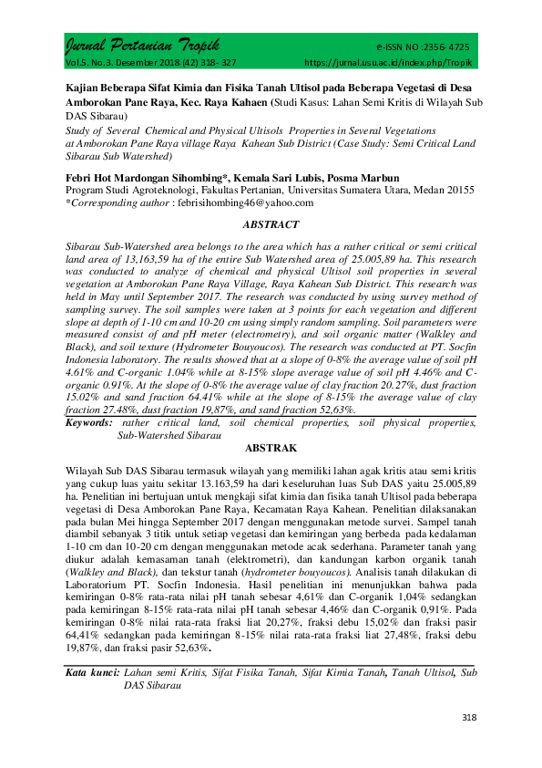 (PDF) Kajian Beberapa Sifat Kimia dan Fisika Tanah Ultisol pada ...