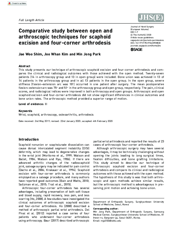 (PDF) Comparative study between open and arthroscopic techniques for ...