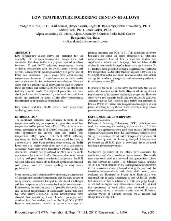 (PDF) Low Temperature Soldering Using SN-Bi Alloys