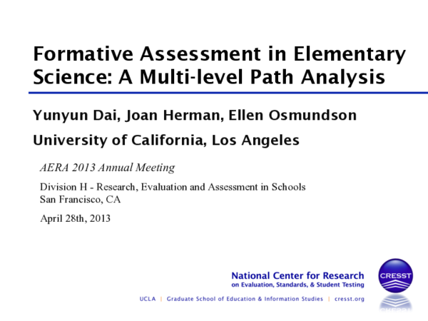 (PDF) Formative Assessment in Elementary Science: A Multi-level Path ...