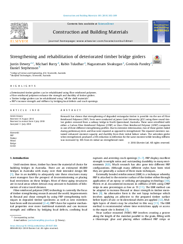 (PDF) Strengthening and rehabilitation of deteriorated timber bridge ...