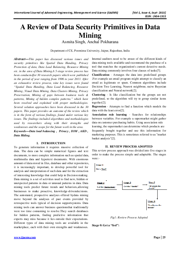 (PDF) A Review of Data Security Primitives in Data Mining