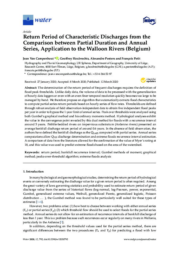 (PDF) Return Period of Characteristic Discharges from the Comparison ...