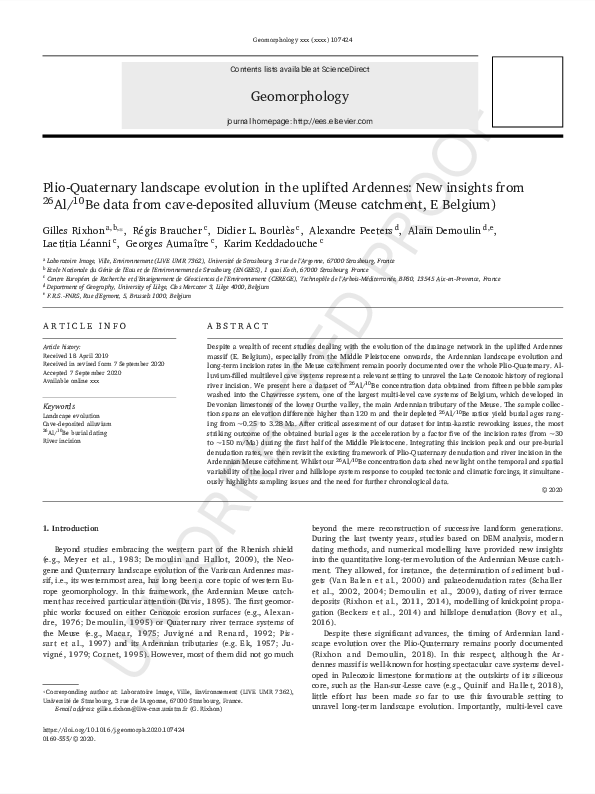 (PDF) Plio-Quaternary landscape evolution in the uplifted Ardennes: New ...