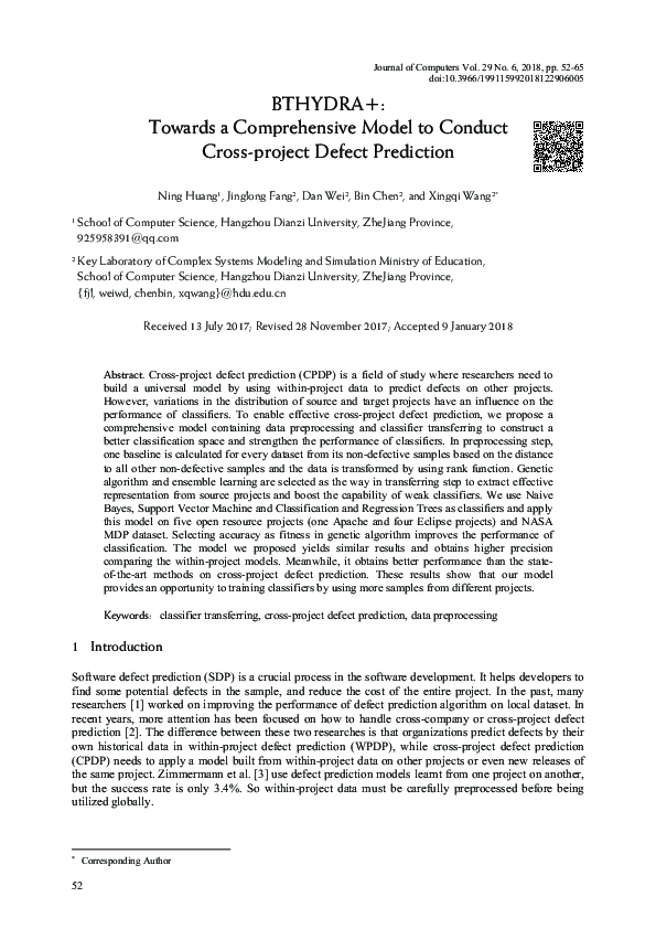 (PDF) BTHYDRA+: Towards a Comprehensive Model to Conduct Cross-project Defect Prediction