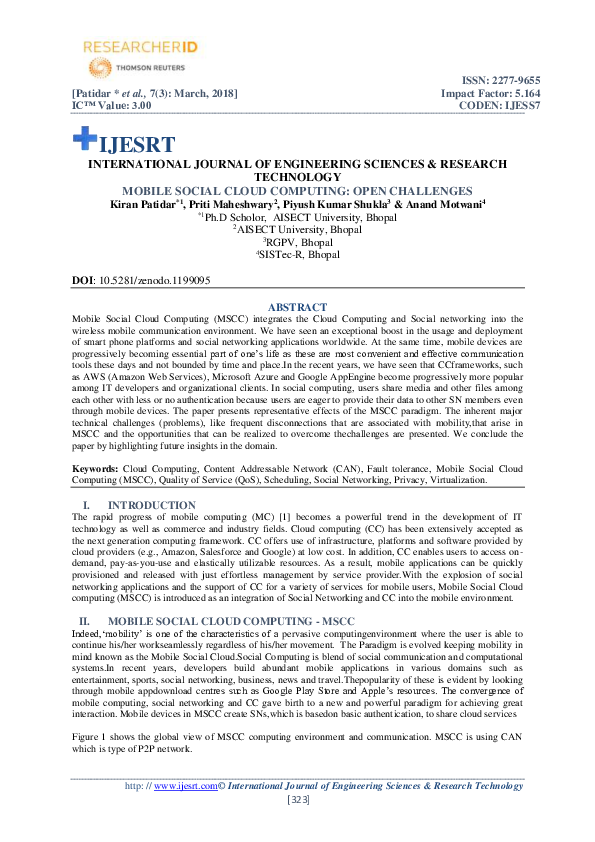 (PDF) Ijesrt International Journal of Engineering Sciences & Research ...