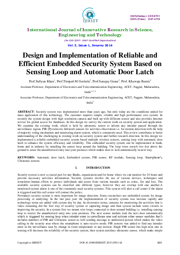 Pdf Design And Implementation Of Reliable And Efficient Embedded