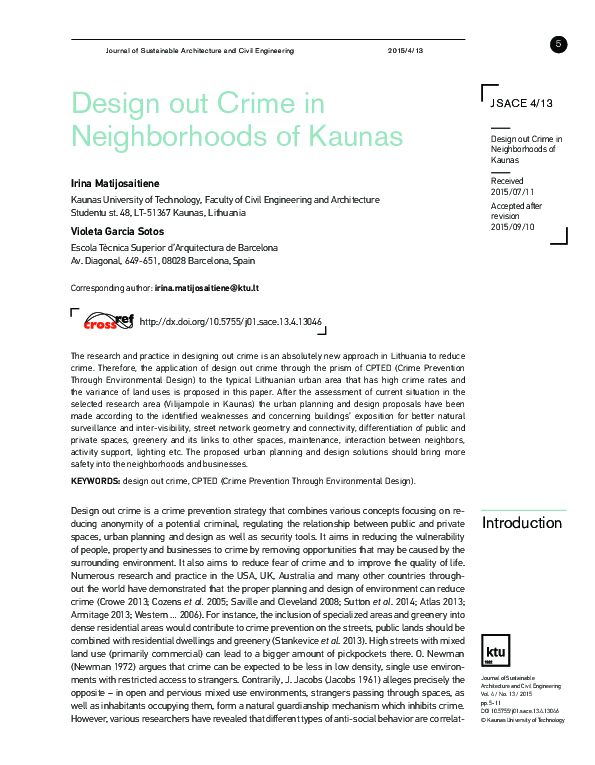 (PDF) Design out Crime in Neighborhoods of Kaunas