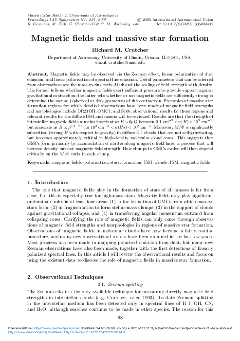 (PDF) Magnetic fields and massive star formation