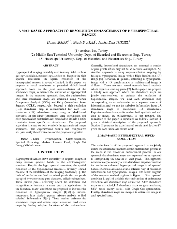 (PDF) A map-based approach to resolution enhancement of hyperspectral images