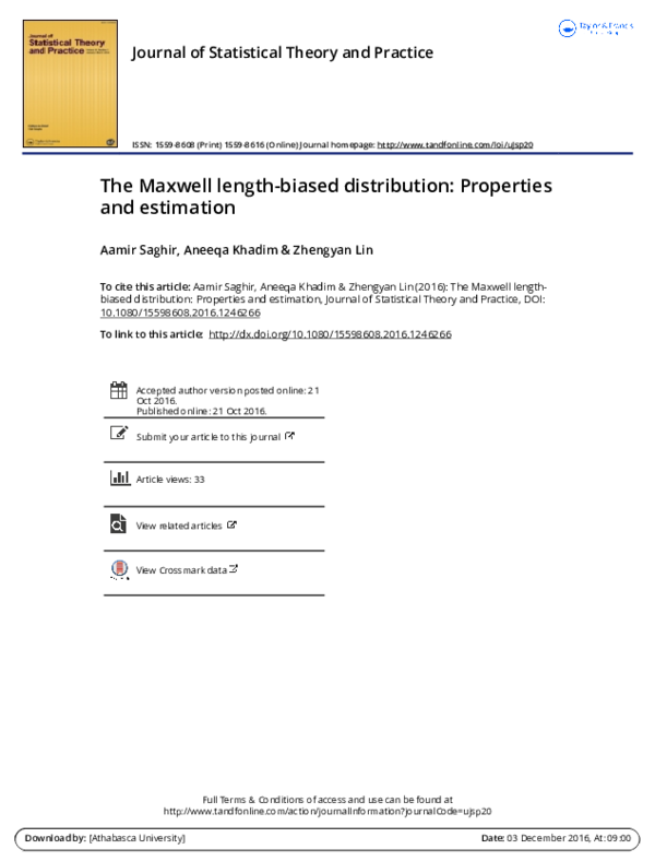 (PDF) The Maxwell length-biased distribution: Properties and estimation ...