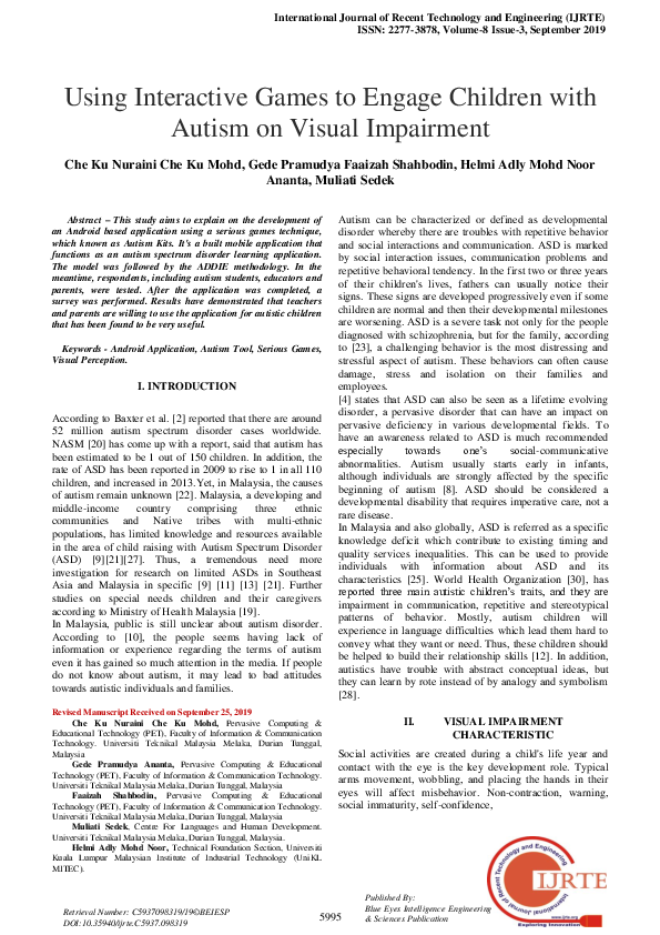 (PDF) Using Interactive Games to Engage Children with Autism on Visual ...