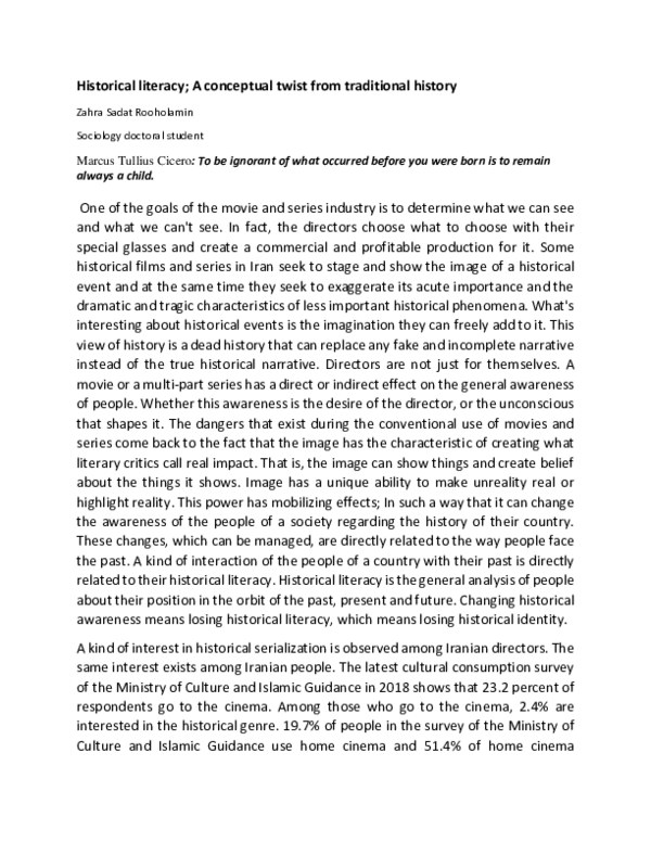 (PDF) Historical literacy; A conceptual twist from traditional history