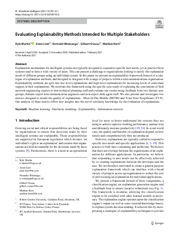 (PDF) Evaluating Explainability Methods Intended for Multiple Stakeholders