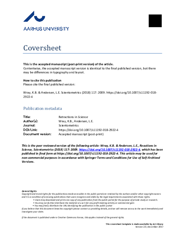 (PDF) Retractions in Science