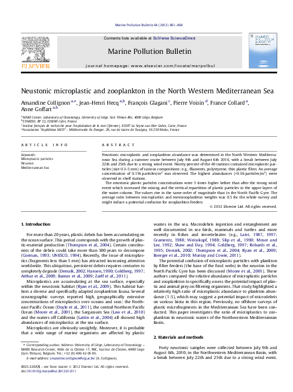 (PDF) Neustonic microplastic and zooplankton in the North Western ...