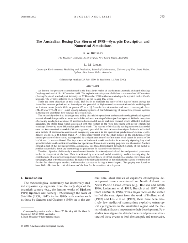 (PDF) The Australian Boxing Day Storm of 1998—Synoptic Description and ...