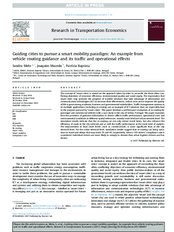 (PDF) Guiding cities to pursue a smart mobility paradigm: An example ...
