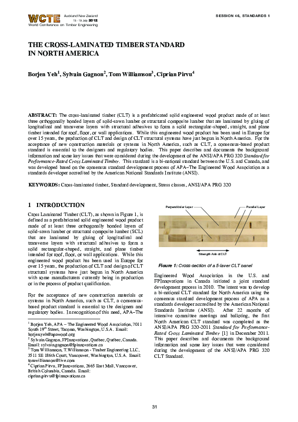 (PDF) The Cross-Laminated Timber Standard in North America