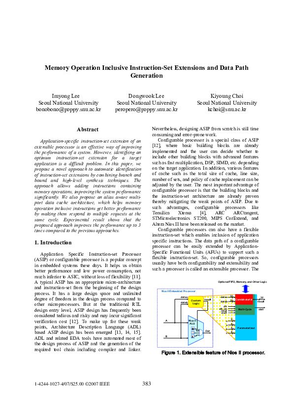 (PDF) Memory Operation Inclusive Instruction-Set Extensions and Data ...