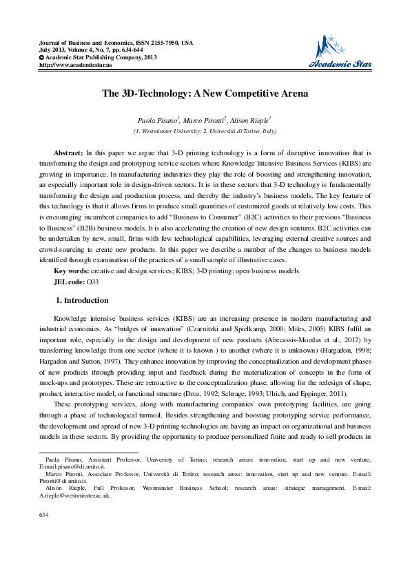 (PDF) The 3-D-technology: a new competitive arena