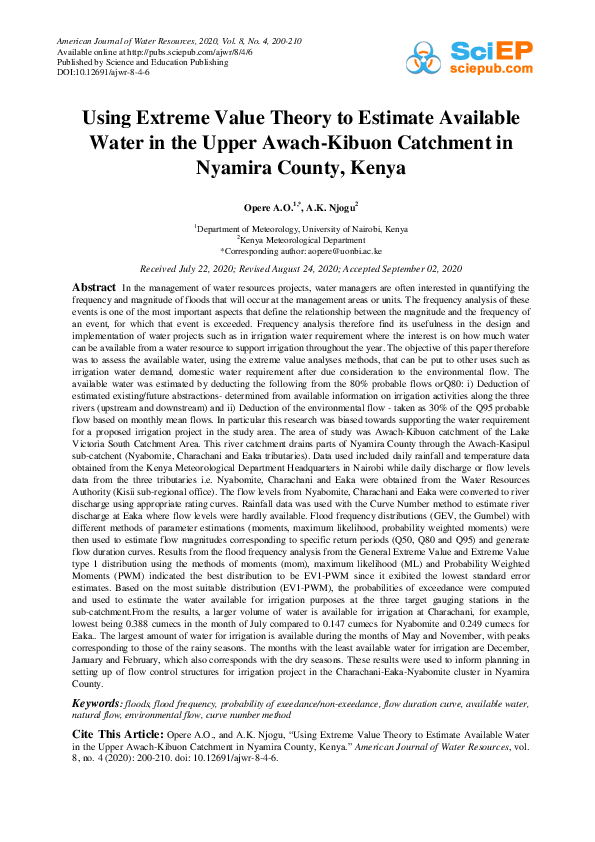(PDF) Using Extreme Value Theory to Estimate Available Water in the ...